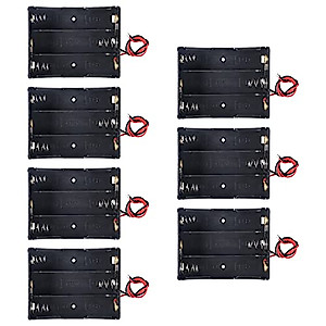 DORHEA 7PCS 18650 Battery Holder Bundle with Wire 18650 Battery Holder Case 3.7V, 3 Slot DIY Battery Storage Boxes, 3 Slot Black Plastic Batteries Case for 18650 Battery