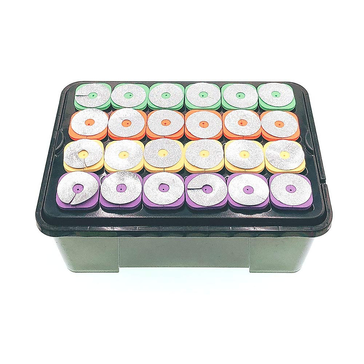 HORTIPOTS 2-Layered Clone Collars w 2 in Net Pots & Reflective Lids, Replacement for 24-Sited DWC Cutting Clone & Seedling Root System (4-Colored Pack of 25)