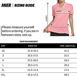 MIER Women's Collarless Golf Polo Shirt - UV Protection, Lightweight & Quick Dry - Pink, M