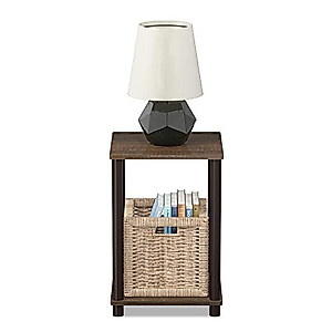 FURINNO Turn-N-Tube Haydn End Table, 1-Pack, Walnut/Brown