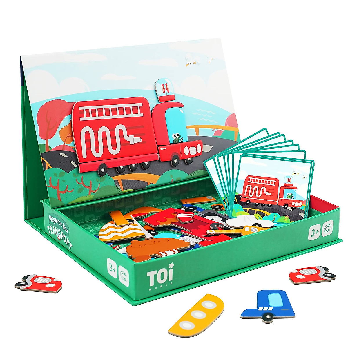 Toi Kids Magnet Toys Magnetic Jigsaw Puzzle Boxes with Game Board for Kids Ages 3-8, Preschool Tabletop Toy for Toddlers, Portable Travel Game, Transport