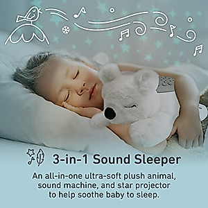 Pure Enrichment® PureBaby® Sound Sleeper Portable Sound Machine & Star Projector - Plush Sleep Aid with Night Light, 10 Lullabies, White Noise, Heartbeat, Birds & More for Baby & Toddlers (Polar Bear)