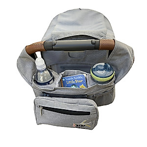 Baby Amor Stroller Organizer with Insulated Cup Holder. Detachable Phone Bag & Shoulder Strap. Fits any stroller.