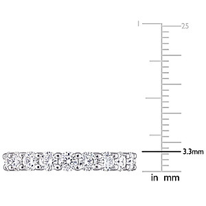 Abbie+Cleo Round Shape Created White Moissanite Gemstone Eternity Band Ring in Rhodium Flash Plated Sterling Silver, Size 6