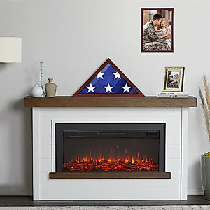 ASmileIndeep Flag Display Case for Small Flag, 3' x 5' American Flag Shadow Box with HD Tempered Glass and Wall Mount (Not for Burial Flag), Triangle Flag Holder Frame for Folded Flag - Cherry Red