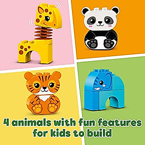 LEGO DUPLO My First Animal Train 10955, Toys for Toddlers and Kids 1.5-3 Years Old with Elephant, Tiger, Panda and Giraffe Figures, Learning Toy