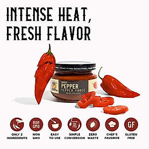 Louisiana Pepper Exchange Ghost Pepper Puree Sauce, Super Hot Chili Spicy Flavor Seasoning, Plant-Based, Gluten-Free, Replaces Ghost Pepper Powder, 2-Pack