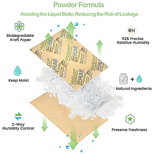 Wisesorb 30 Pack 62% RH 8 Gram Two-Way Humidity Control Packs for Storing 1 oz, Size 8 Moisture Control Packets Individually Wrapped