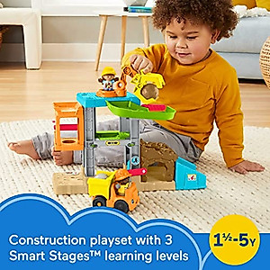 Fisher-Price Little People Toddler Learning Toy Load Up ‘N Learn Construction Site Playset With Dump Truck For Ages 18+ Months