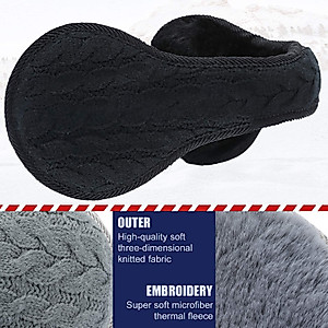 Metog Unisex Foldable Ear Warmers knits Winter EarMuffs Black