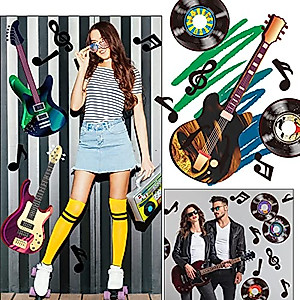 40 Pcs Music Party Decorations Musical Notes Rock and Roll Record Cutouts Silhouettes Record Cutouts Guitar Party Favor Cutouts 50s 80s Theme Party Baby Shower School Bulletin Board Craft Decoration