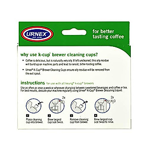 Urnex K-Cup Cleaner - 5 Cleaning Cups - for Keurig Machines Compatible with Keurig 2.0 - Removes Stains Non-Toxic