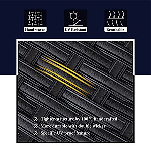 PHI VILLA 2-Piece Patio Loveseat Sofa Set with Cushions, All-Weather Use Outdoor Rattan Sectional Sofa (Navy Blue)