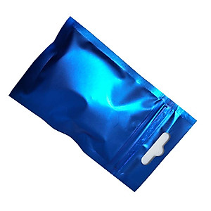 FERENLI 100Pcs Matte Mylar Bags for Zip Flat Foil Lock Food Storage Bag Plastic Window Coffee Bean Candy Package Pouch Zipper Lock with Euro Hang Hole (7.5x12cm (3x4.7 inch), Blue)