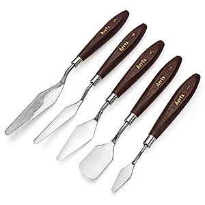 5 Pieces Painting Knives Stainless Steel Spatula Palette Knife Oil Painting Accessories Color Mixing Set for Oil, Canvas, Acrylic Painting-Lightwish