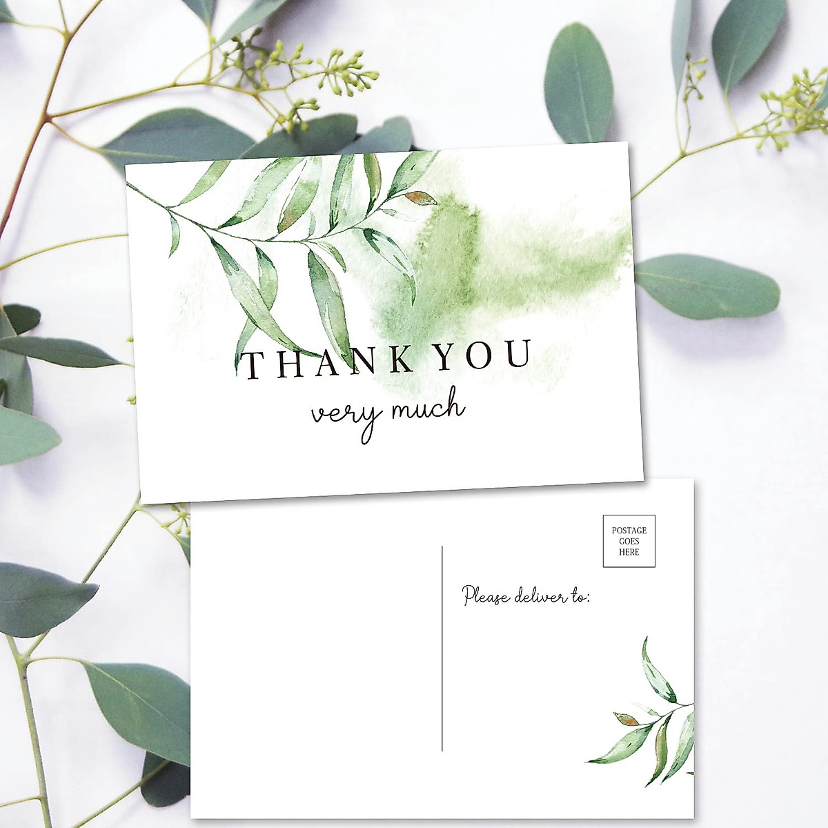 TENTADO Thank You Postcards, Blank with Mailing Side, thank you cards for Wedding, Baby or Bridal Showers, Birthday, Graduation, Parties, Business, Blank Postcards (Set of 50) 4" x 6"