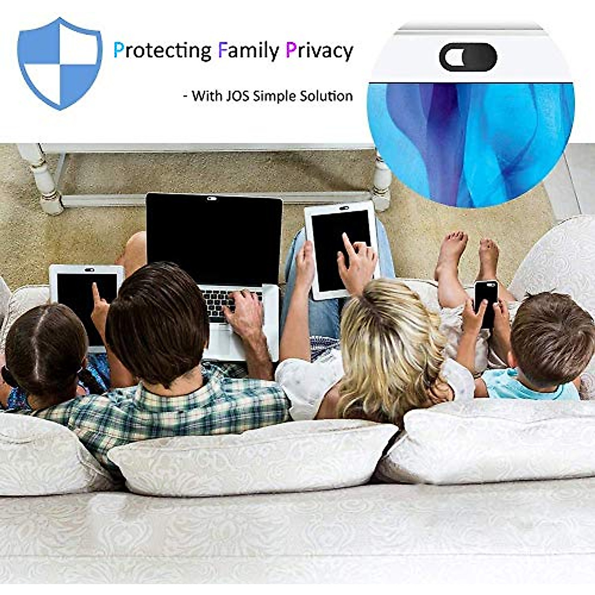 California JOS 12 Pack (4 Large + 4 Medium + 4 Small) 0.027 inch Ultra Thin Webcam Cover Slide Camera Blocker Protect Your Privacy Security for MacBook Air, Laptop, iPad, iMac, PC, iPhone 8/7/6 Plus