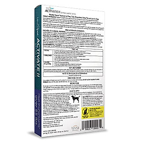 TevraPet Activate II Flea and Tick Prevention for Dogs | 4 Months Supply | Extra Large Dogs 55+ lbs | Fast Acting Treatment and Control | Topical Drops