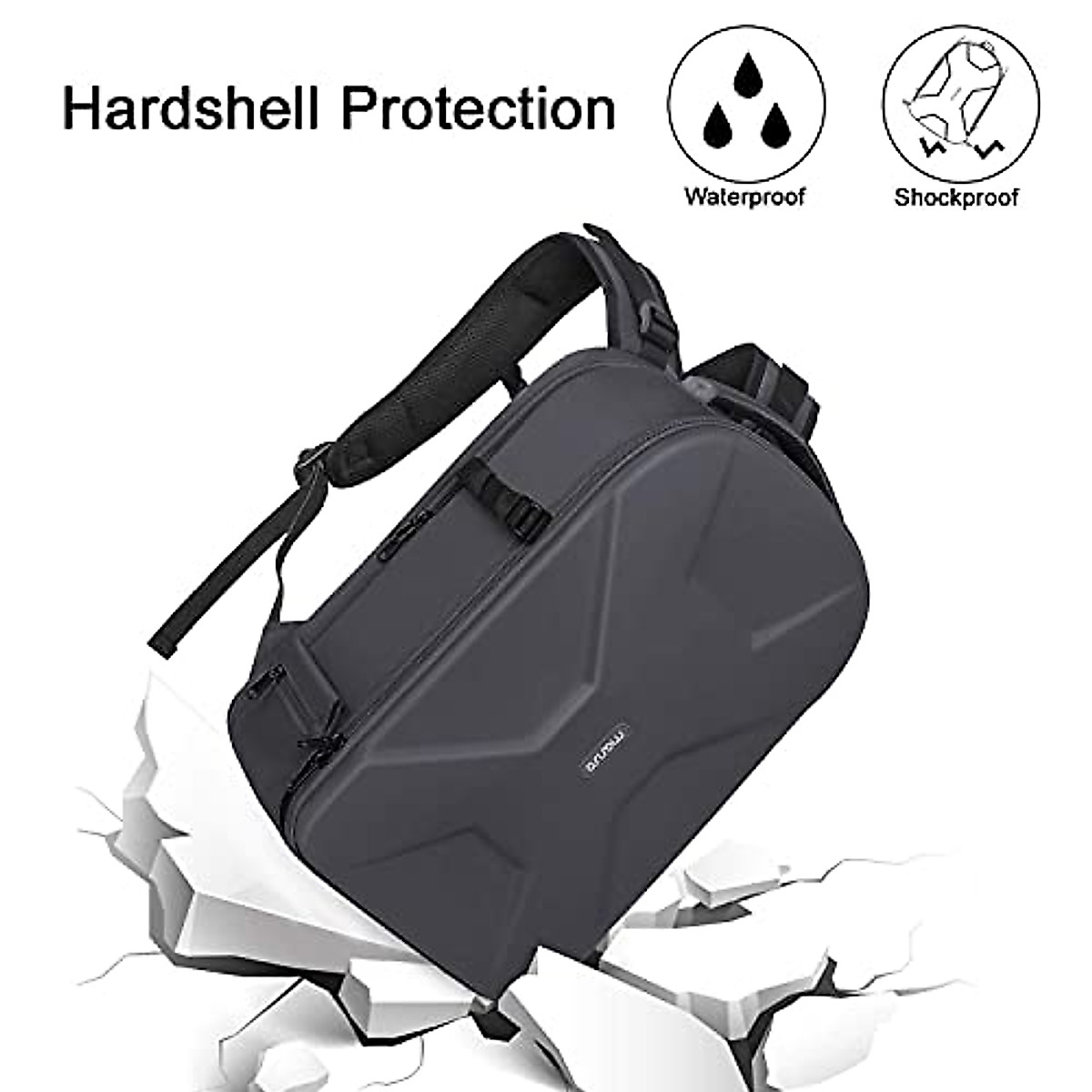 MOSISO Camera Backpack, DSLR/SLR/Mirrorless Photography Camera Bag 15-16 inch Waterproof Hardshell Case with Tripod Holder&Laptop Compartment Compatible with Canon/Nikon/Sony, Gray