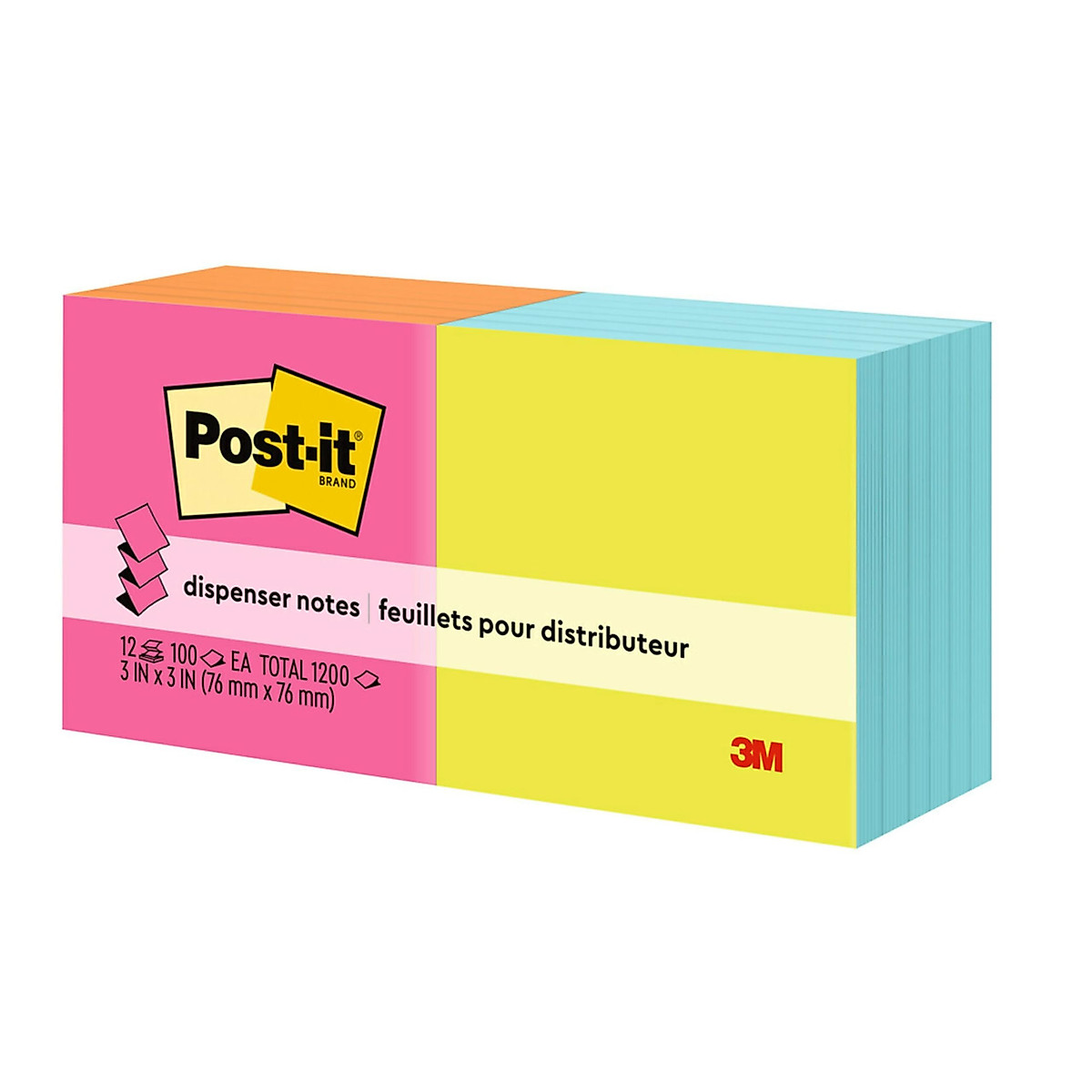 Post-it Pop-up Notes, 3x3 in, 12 Pads, America's #1 Favorite Sticky Notes, Poptimistic, Bright Colors, Clean Removal, Recyclable (R330-12AN)