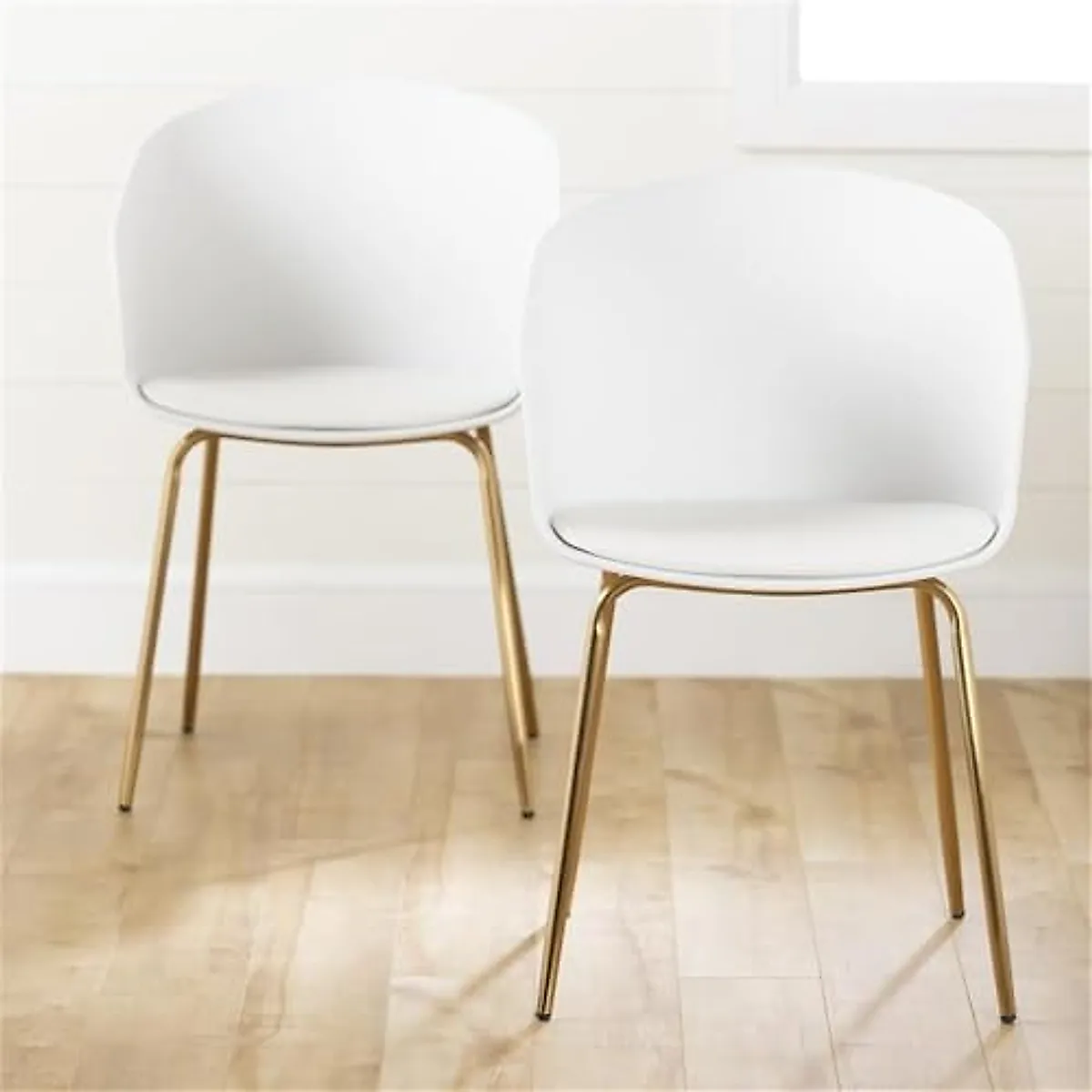 South Shore Flam Dining Chairs-White and Gold, 2
