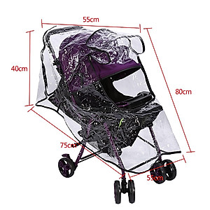 Baby Stroller Rain Cover, Universal Pram Accessory Front Opening Rain Cover PVC Transparent Wind Rain Weather Protector