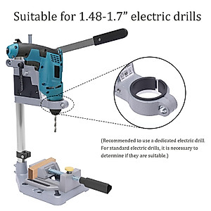 NAWESRVA High-Precision Hand Drill Press Adapter with Vise – Aluminum Alloy Stand, 8.8-Inch Base, Ergonomic Handle, Adjustable Clamp (1.4-1.6 Inch) – Secure & Stable Drilling Solution