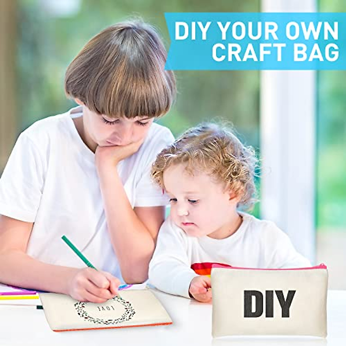 80 Pack Canvas Zipper Makeup Bags Bulk Pencil Pouches Blank DIY Craft Canvas Cosmetic Bag Pouch with Zipper for Makeup Cosmetic Toiletry Stationary Storage (Colorful Zippers)