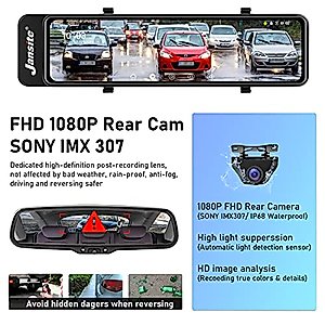 【Newest 11''】 Mirror Dash Cam Front and Rear Dual 1080P Rear View Mirror Camera FHD IPS Full Touch Screen Rearview Dashcam Waterproof Backup Camera with Enhanced Night Vision 170° Wide Angle for Cars
