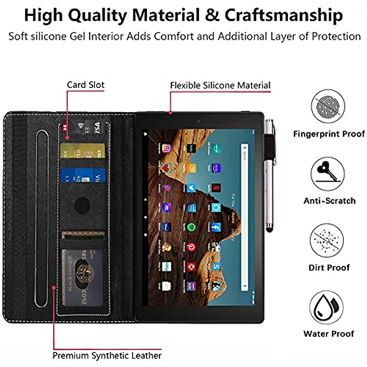 Case for All Amazon Kindle Fire 7 Tablet (9th/7th/5th Generation, 2019/2017/2015 Version) 7 inch, Multi-Angle View Adjustable Stand Auto Wake/Slee,Cowhide Farm Animal Skin Leopard Brown Cow