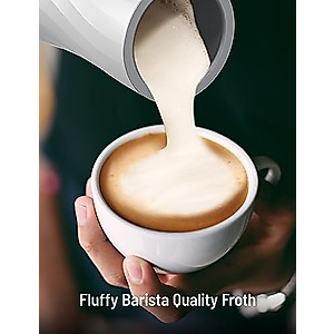 Milk Frother Electric, Symdral 4-in-1 Milk Frother and Steamer, Coffee Frother, Warm and Cold Milk Foamer, Milk Heater, with Auto Shut-Off, Silent Operation, for Latte, Cappuccino, Macchiato (White)