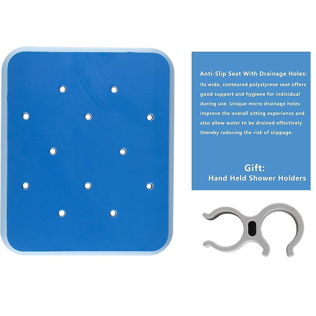 Bath Chair Shower Benches Bench with Arms,Medical Shower Chair Bench Bath Stool Safety Shower Seat for Elderly, Adults, Disabled,Blue Shower Stools and Benches