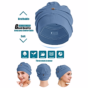 osvyo Cotton Chemo Turbans for Women Cancer hairloss hat - Cotton LightWeight headwear Sealed Packaging BLACK