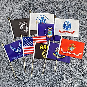 LoveVC Military Flag Set Small Mini Army Armed Forces Hand Held Flags on Wooden Stick for Memorial Day,Veterans Day,5x8 Inch,20 Pack