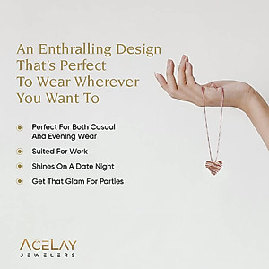 AceLay Necklaces for Women,14K Gold Plated Heart Necklace,18" Chain,Solid 925 Sterling Silver Heart Necklace with AAA+ Cubic Zirconia, Sterling Silver, Cubic Zirconia