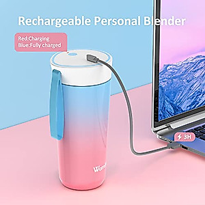 Wamife Portable Blender, Stainless Steel Personal Blender for Shakes and Smoothies, Rechargeable Smoothie Blender Keep Juice Fresh and Cold Mini Blender for Travel Sports