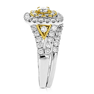 Vir Jewels 2 cttw Diamond Wedding Engagement Ring Set 14K Two Tone Gold Bridal Set Cushion Size 7