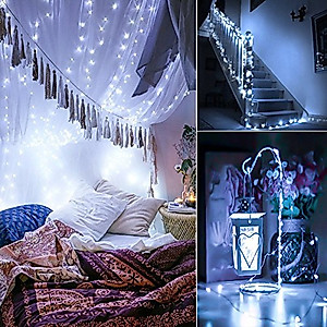 4 x Fairy Lights Battery Operated 8 Lighting Modes,50LEDs,16.4Ft/5 Meters Silver Wire String Lights,Timer Function,and Remote Control.for Christmas,Party,Wedding,Decorative Lighting(Cool White)