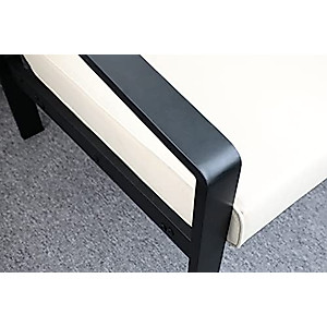 Double Armchair, Modern Design Outdoor Patio Furniture with Cushions in Stripe,Aluminum Fram, Backyard Porch Poolside Lawn with Coffee Table(Beige)