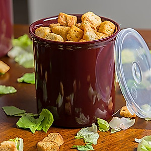 Carlisle FoodService Products Classic™ Round Storage Container with Lid, 1.2 Quart Crock, Brown