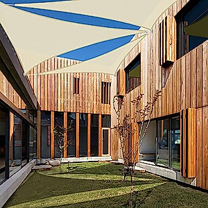 Coarbor 12' x 12' x 12' Sun Shade Sail Canopy Equilateral Triangle Shade Sails Block Direct Sunlight for Outdoor Backyard Yard Deck Patio Garden (Beige)