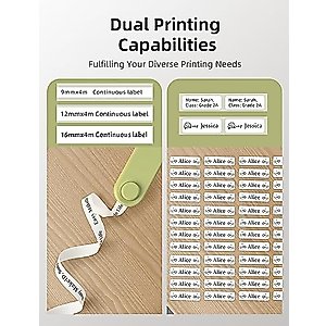 Makeid Label Maker Machine with Tape - Compatible with 9/12/16mm Waterproof Tape, Portable & Rechargeable Label Makers with Built-in Cutter Wireless Label Printer Compatible with Android & iOS Devices