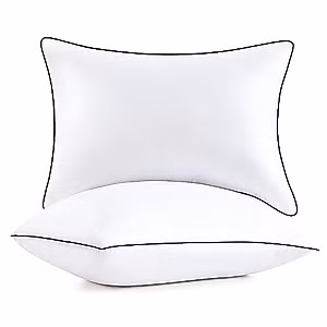 HomeMate Bed Pillows for Sleeping - Queen Size(20''x28'') Set of 2 Allergy Friendly Microfiber Shell Fluffy Down Alternative Filling Breathable Pillow Suitable Back Stomach or Side Sleepers, White