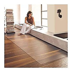 Clear PVC Desk Chair Mat Chair Mat for Hard Wood Floors Clear Rectangle PVC Floor Mat Protector with Lip,1.5mm Thick,80/100/120cm wide, Anti-Oxidation, Can be Cut,Clear Vinyl Plastic Floor Runner Prot