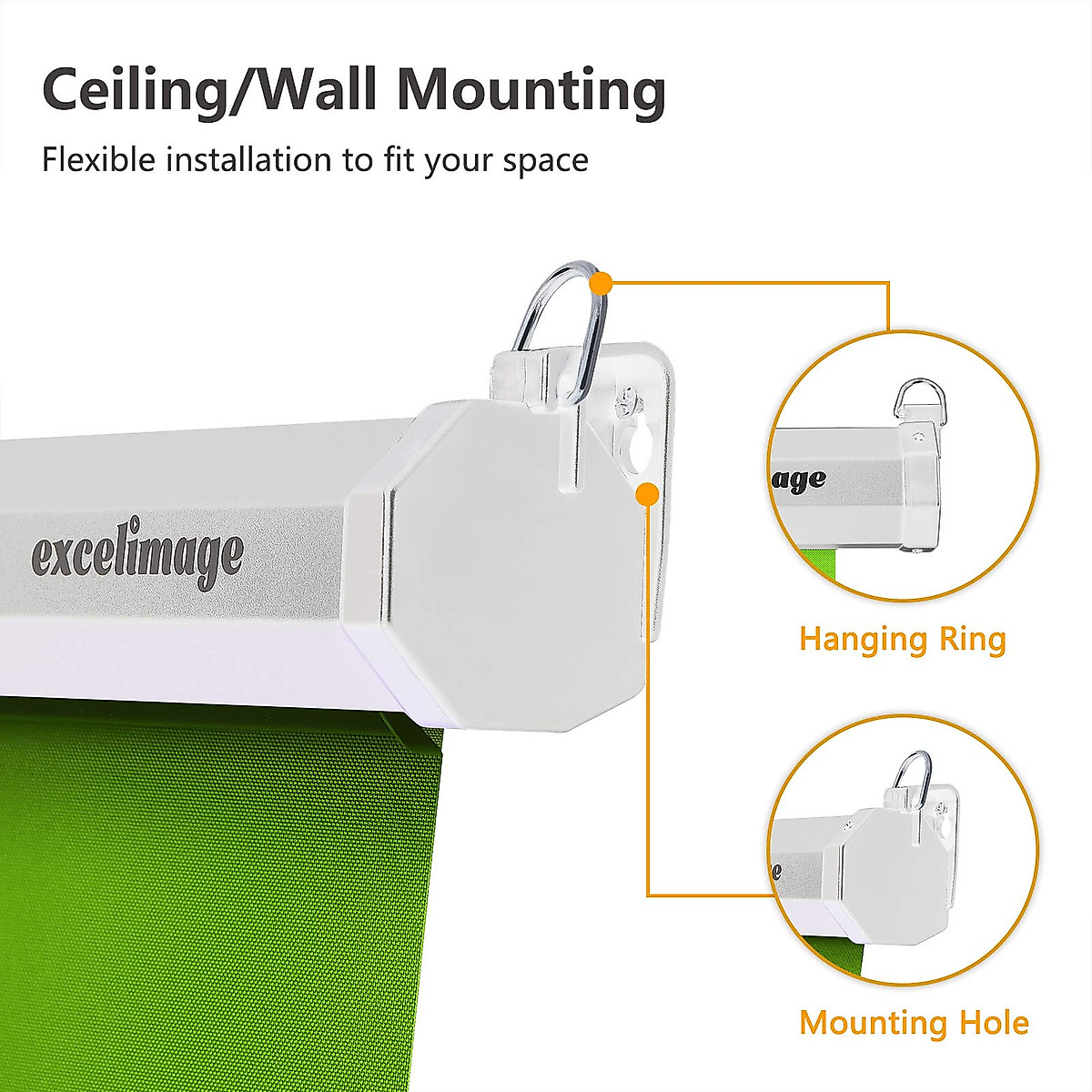 excelimage Pull-Down Green Screen Backdrop, 79”x75” Auto-Locking Chroma Key Panel with Wrinkle-Resistant Green Fabric for YouTube Videos, Music Videos, Photography, TIK Tok, or Gaming (White)