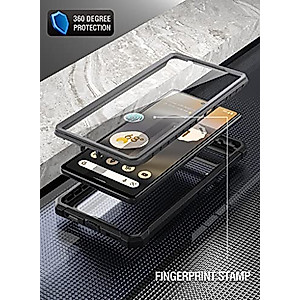 Poetic Guardian 6FT Drop Tested Case for Pixel 6A 5G - Built-in Screen Protector, Full Body Hybrid Shockproof, Black/Clear