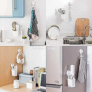 LEVERLOC Corner Shower Caddy Suction Cup & Toothbrush Holder NO-Drilling Removable Bathroom Shower Shelf Heavy Duty Max Hold 22lbs Caddy Organizer Waterproof & Oilproof for Bathroom & Kitchen - White