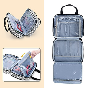 Luxja Large Sewing Organizer with 3 Inner Sections (Fold up Easily), Sewing Supply Organizer with Versatile Pockets (No Accessories Included), Polka Dots