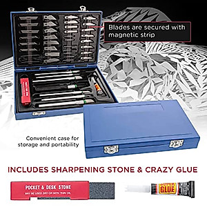 TCP Global® Deluxe Cutting Knife SET with Case Similar to Exacto - 56 Piece Precision Hobby Knife Set