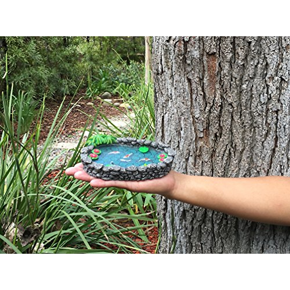 GlitZGlam KOI Miniature Pond - Koi Pond for a Fairy Garden. A Miniature Pond for a Miniature Fairy Garden and Enchanted Garden Accessories